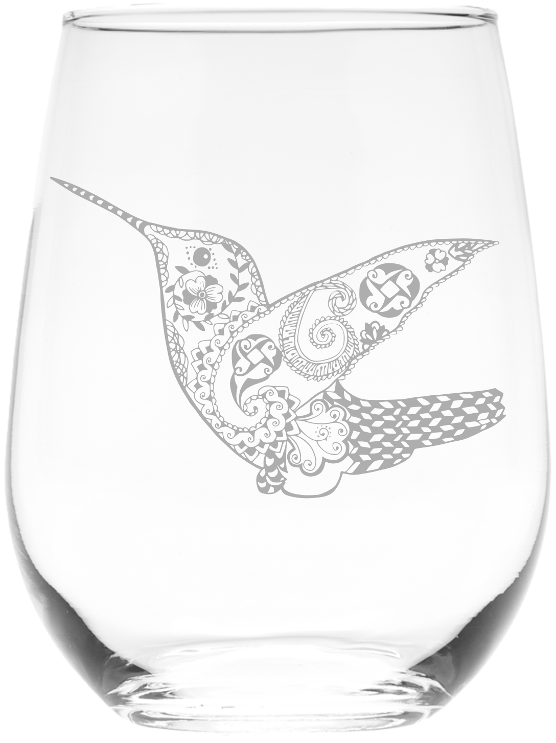 Hummingbird Etched Stemless Wine Glass - Hummingbird Gift for Women an ...