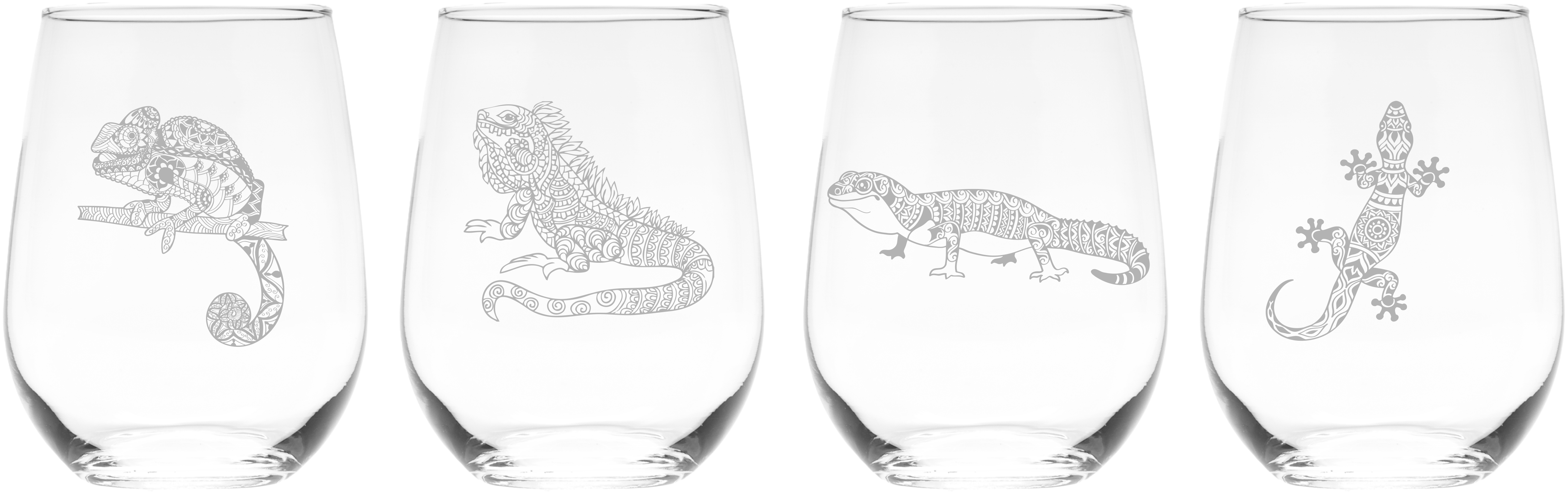 Lizard Stemless Wine Glass Set - 17 oz – Lizard Themed Gift for Women ...